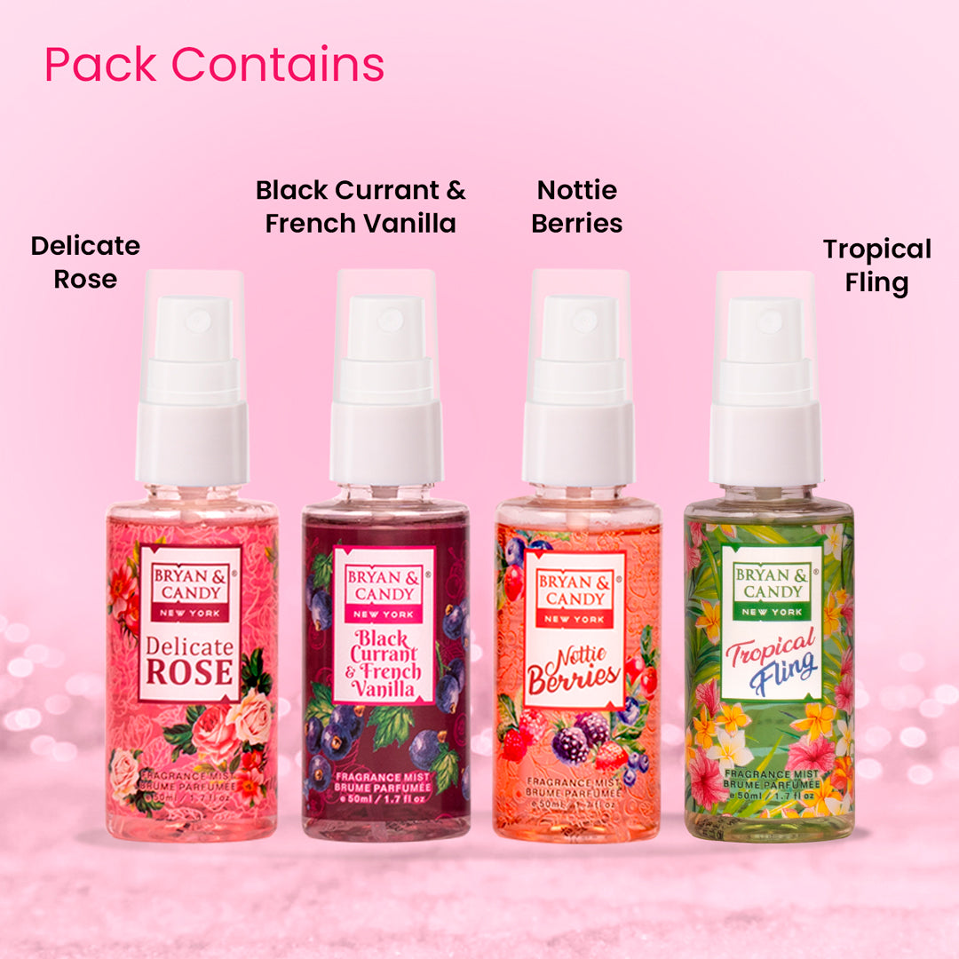 Fragrance Body Mist For Women | No Gas Perfume | Pack of 4 – BRYAN & CANDY